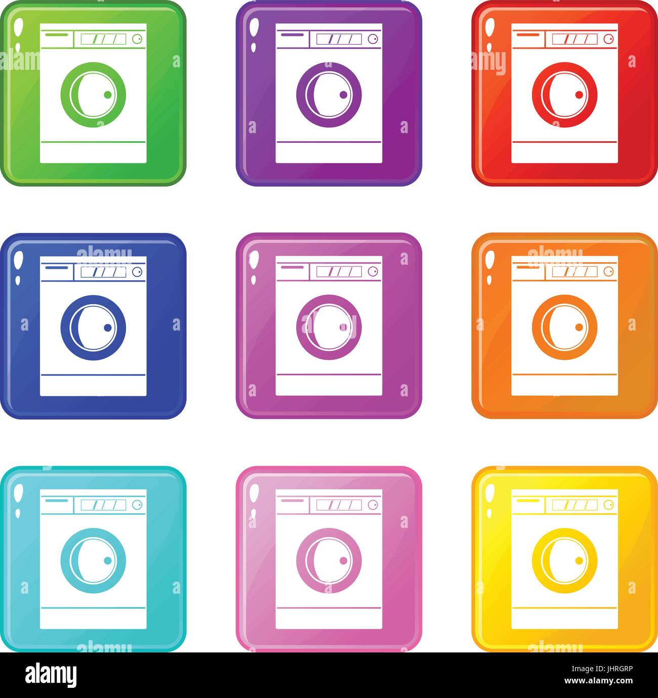Washing machine icons 9 set Stock Vector Image & Art - Alamy