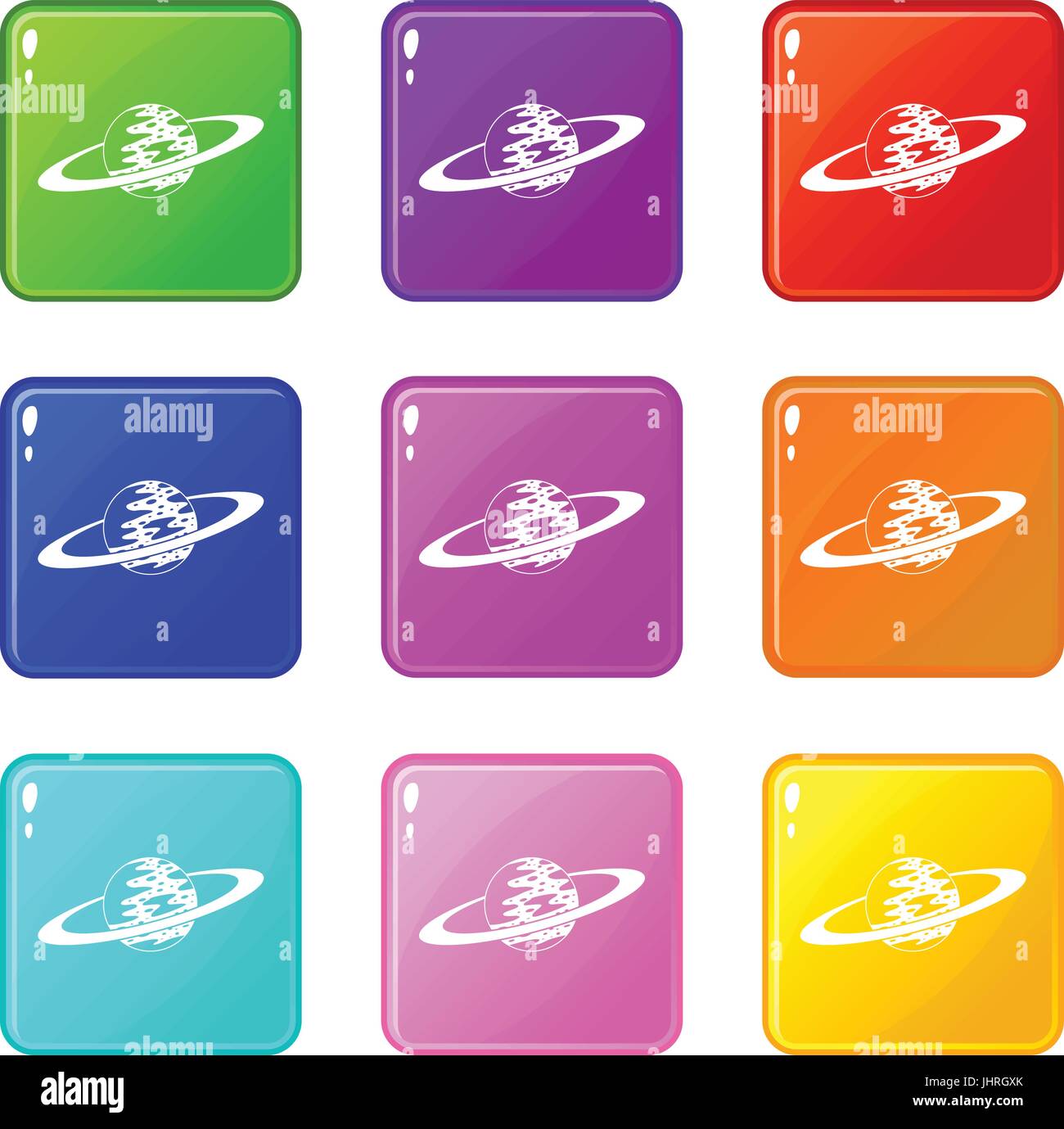 Saturn icons 9 set Stock Vector Image & Art - Alamy