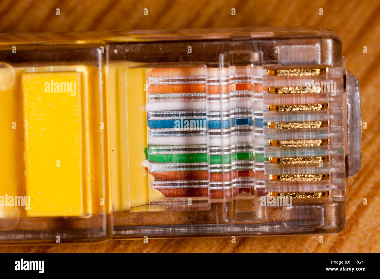 RJ45 data plug close up Stock Photo - Alamy