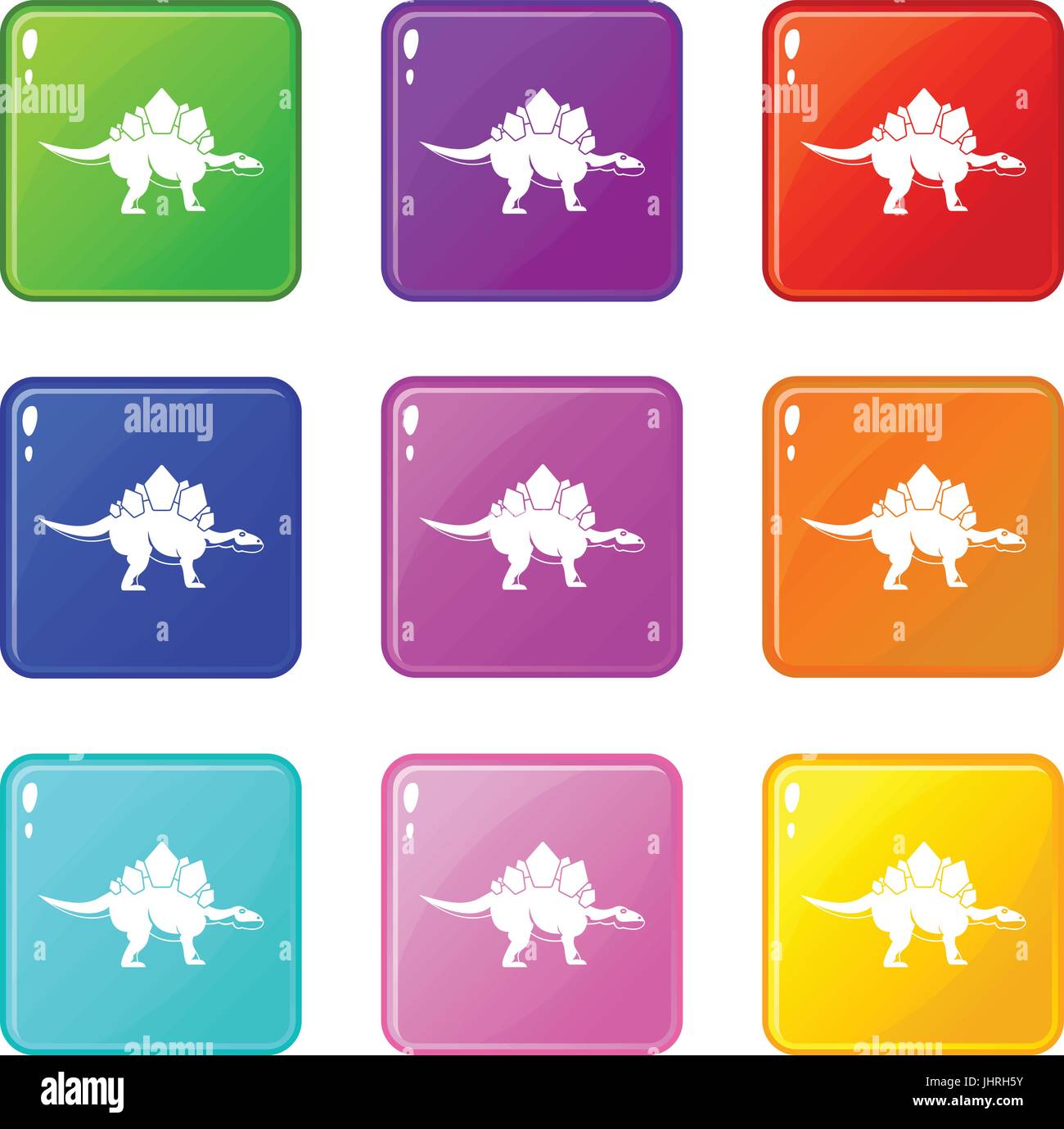 Stegosaurus dinosaur icons 9 set Stock Vector Image & Art - Alamy
