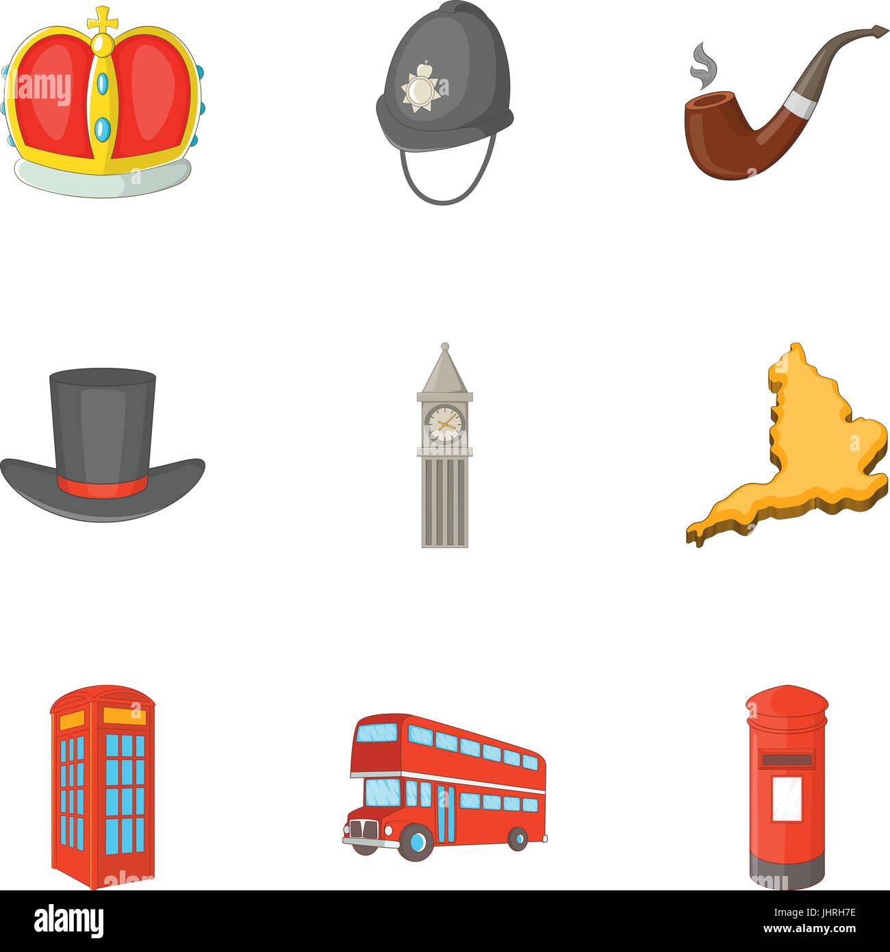 United Kingdom sights icons set, cartoon style Stock Vector Image & Art ...