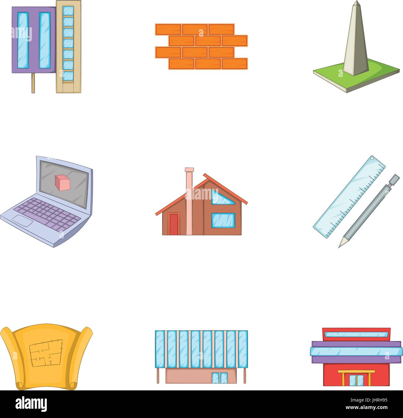 Building plan icons set, cartoon style Stock Vector Image & Art - Alamy