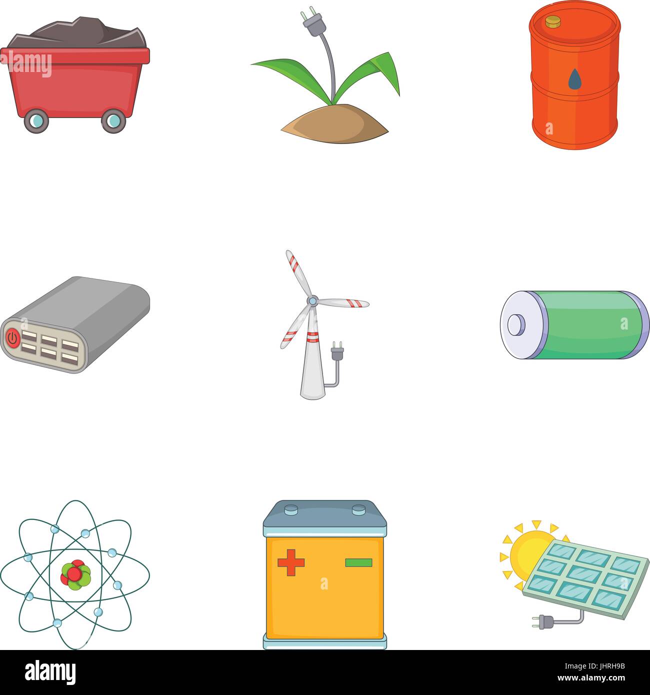 Energy saving icons set, cartoon style Stock Vector Image & Art - Alamy