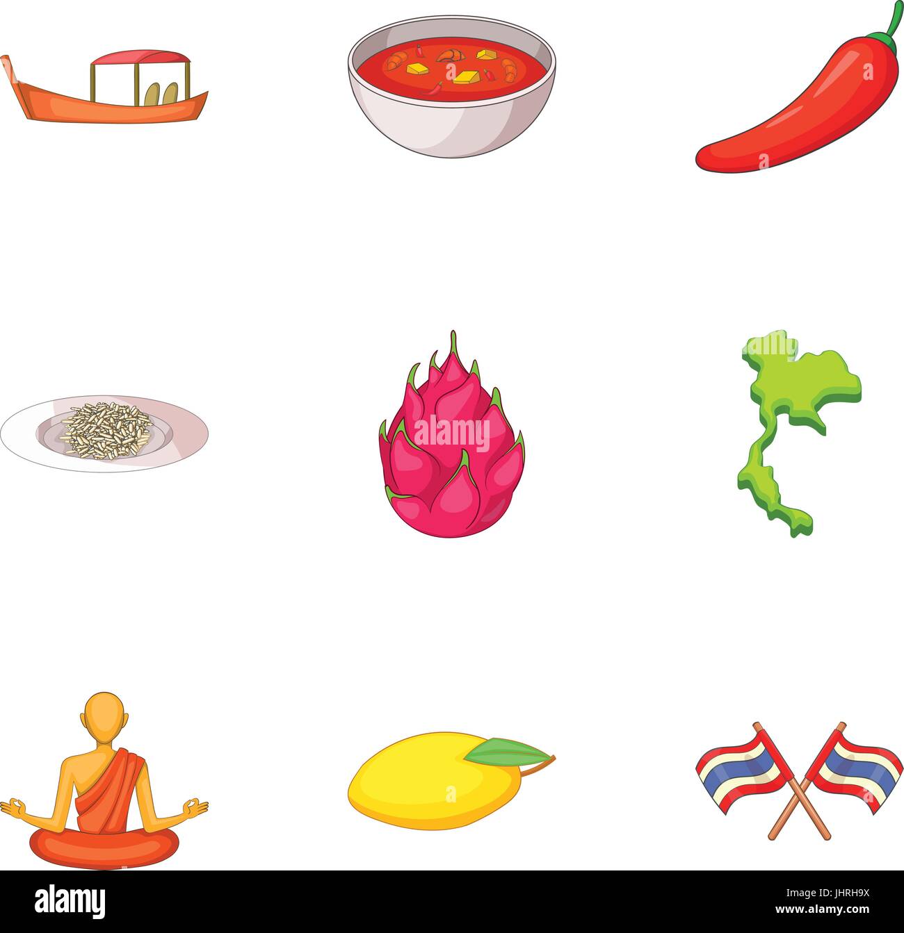 Thailand day icons set, cartoon style Stock Vector Image & Art - Alamy