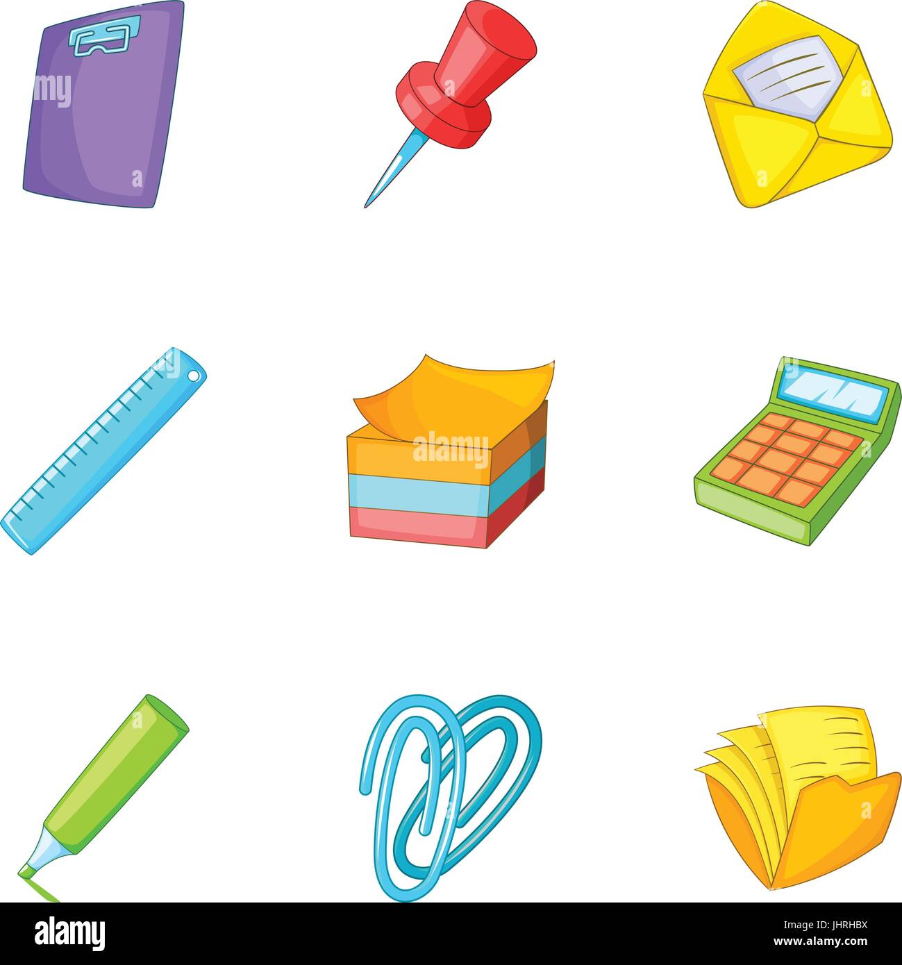 School stationery icons set, cartoon style Stock Vector Image & Art - Alamy