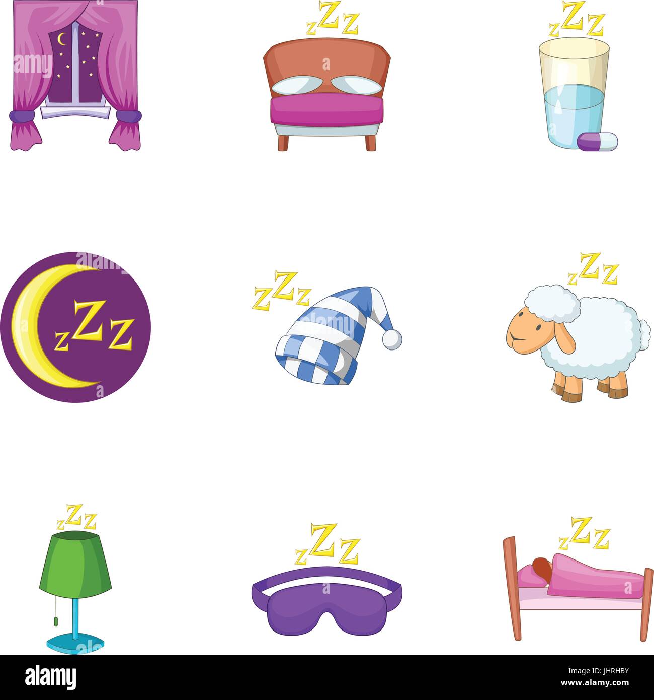 Sleep time icons set, cartoon style Stock Vector Image & Art - Alamy