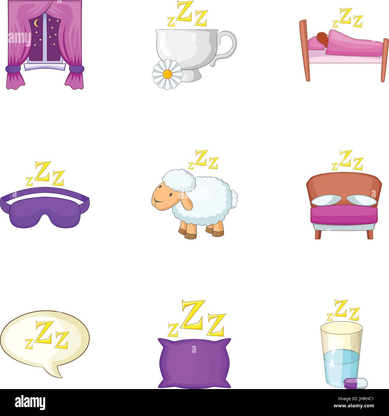 Sleep things icons set, cartoon style Stock Vector Image & Art - Alamy