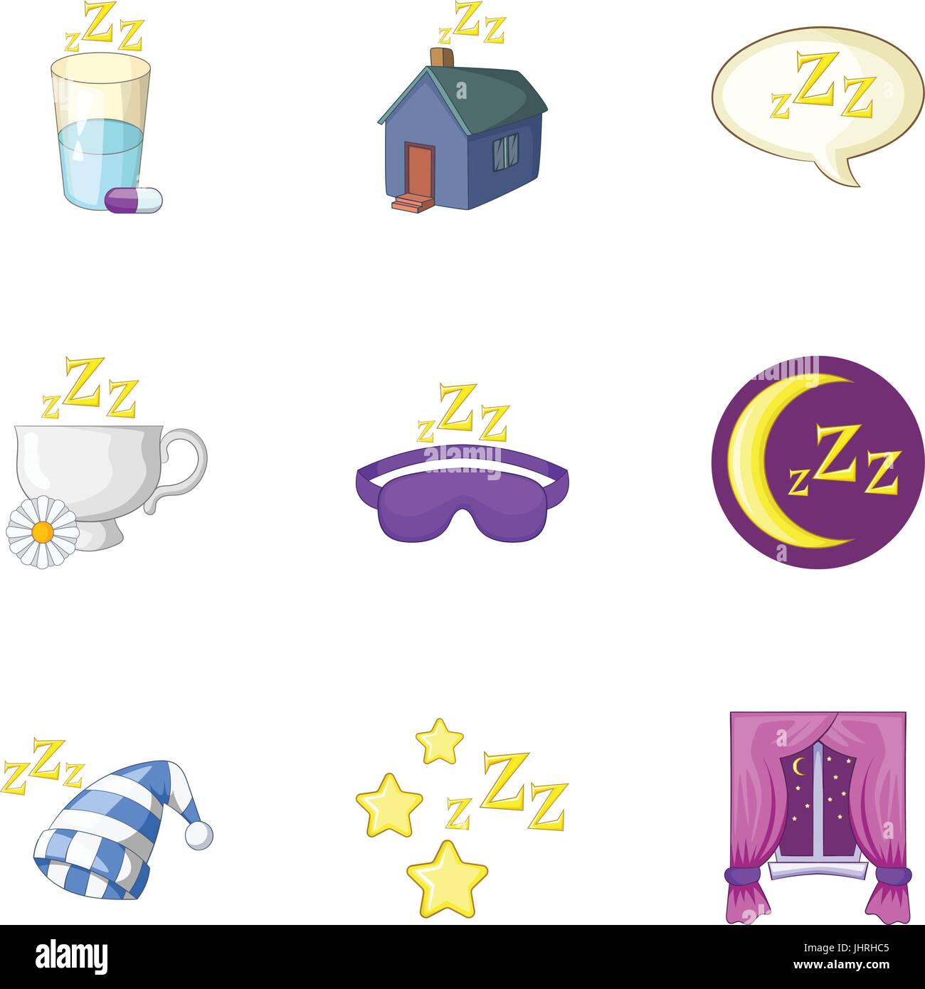 Time to sleep icons set, cartoon style Stock Vector Image & Art - Alamy