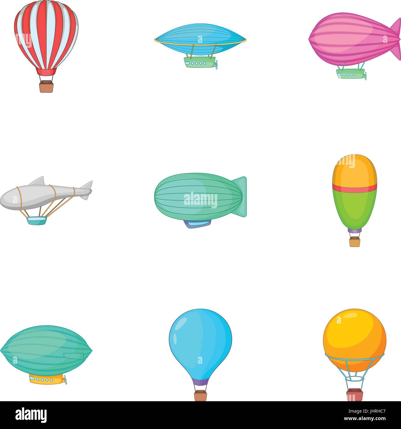 Different air transport icons set, cartoon style Stock Vector Image ...