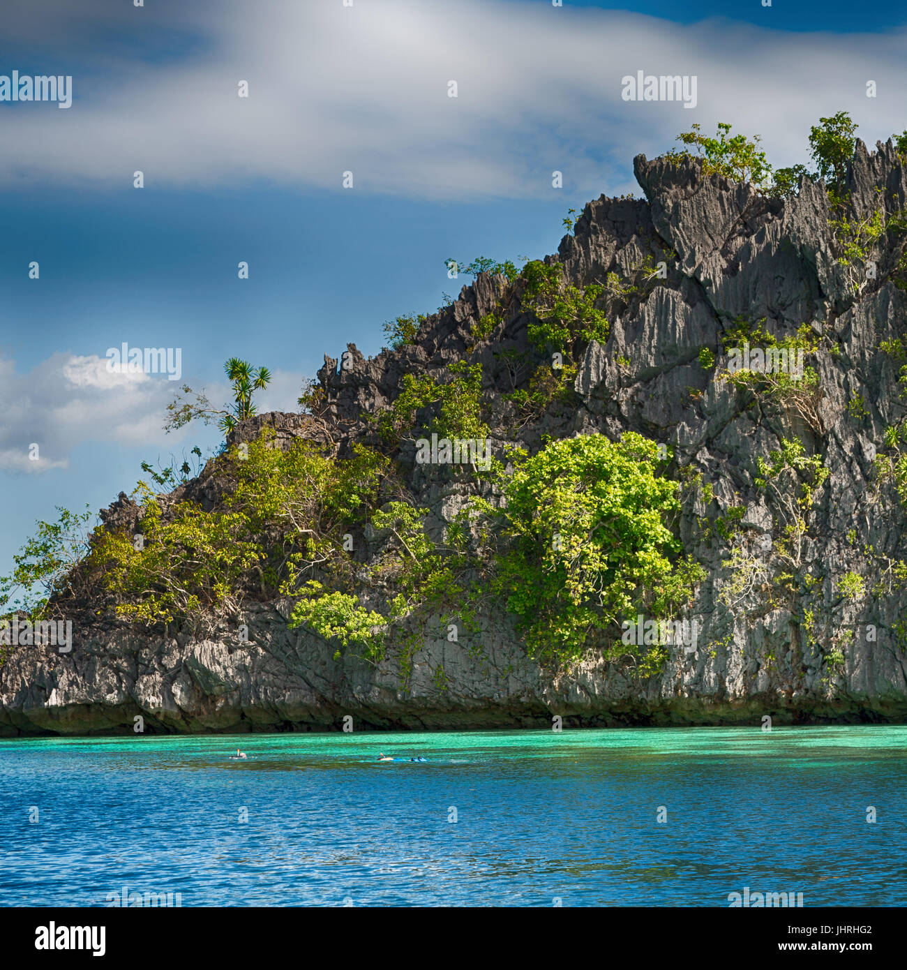 in philippines view from a cliff of the beautiful paradise bay and ...