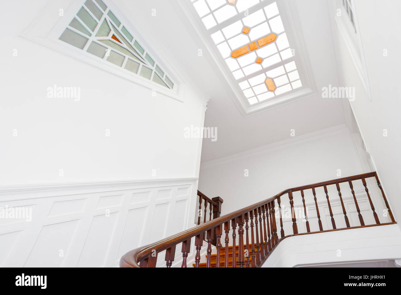 Bright and Beautiful Skylight With Stained Glass Stock Photo - Alamy
