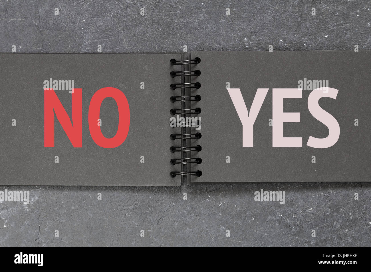 The inscription yes or no in a black notepad from craft paper. The ...