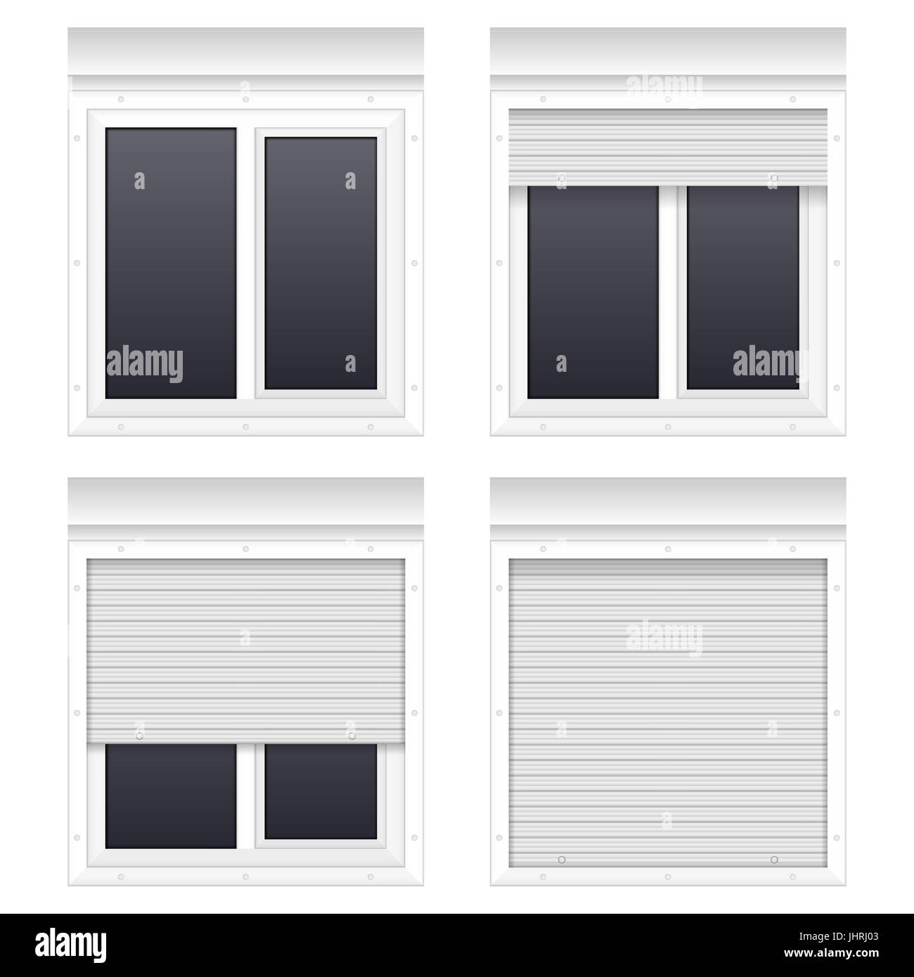 Window with rolling shutters on a white background Stock Photo - Alamy