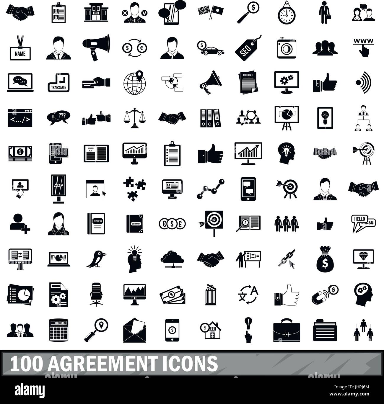 100 agreement icons set, simple style Stock Vector Image & Art - Alamy