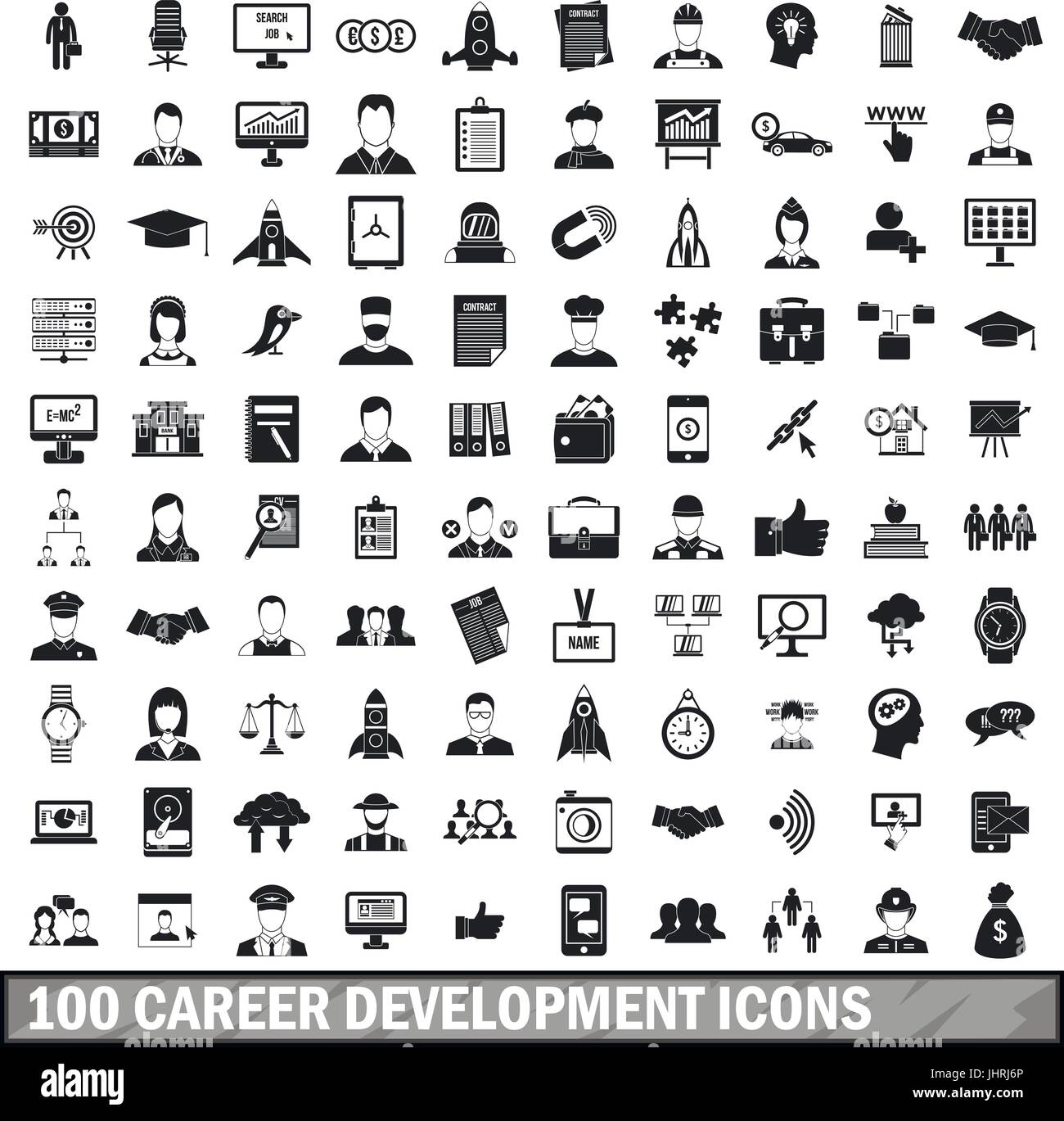 100 career development icons set, simple style Stock Vector Image & Art ...