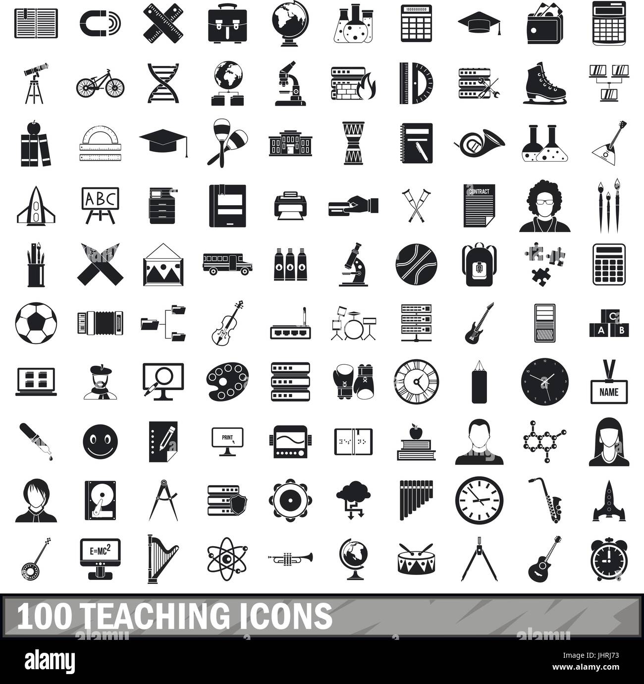 100 teaching icons set, simple style Stock Vector Image & Art - Alamy