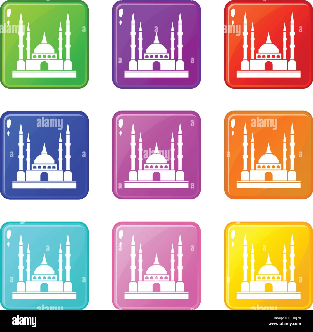 Mosque icons 9 set Stock Vector Image & Art - Alamy