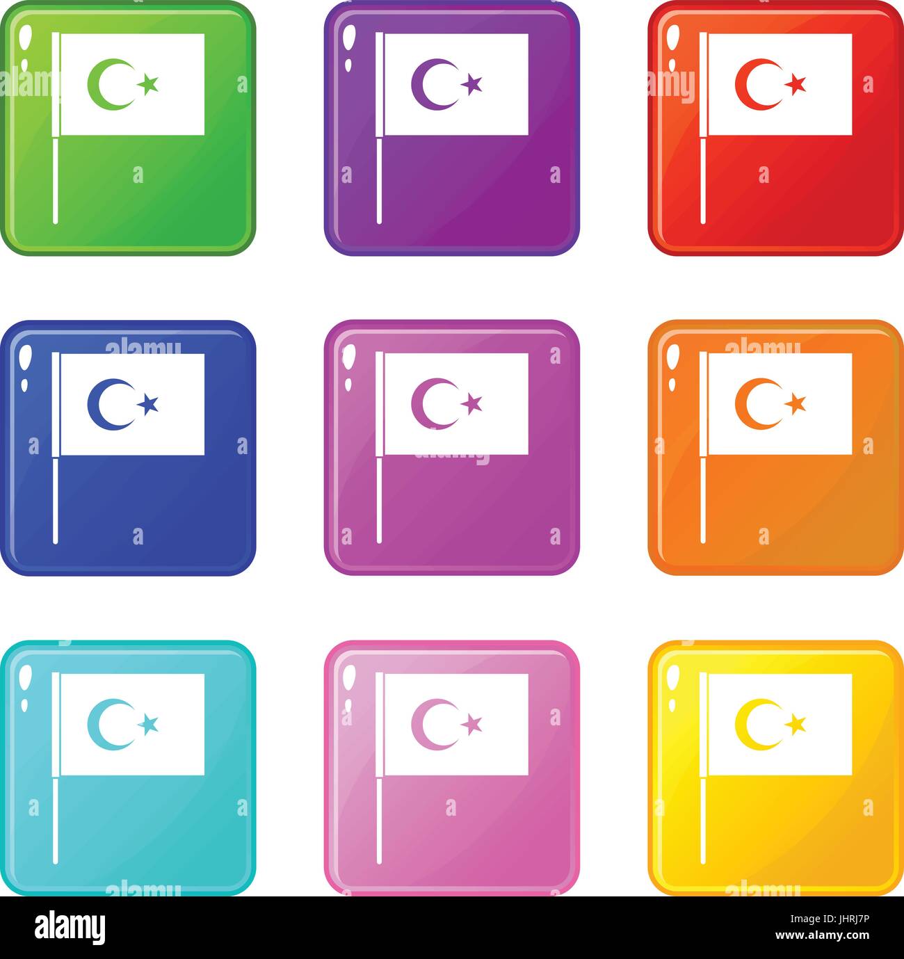 Turkish flag icons 9 set Stock Vector Image & Art - Alamy