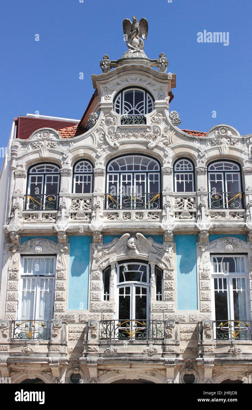 Museum of Art Nouveau facade building along the Central Canal Aveiro ...
