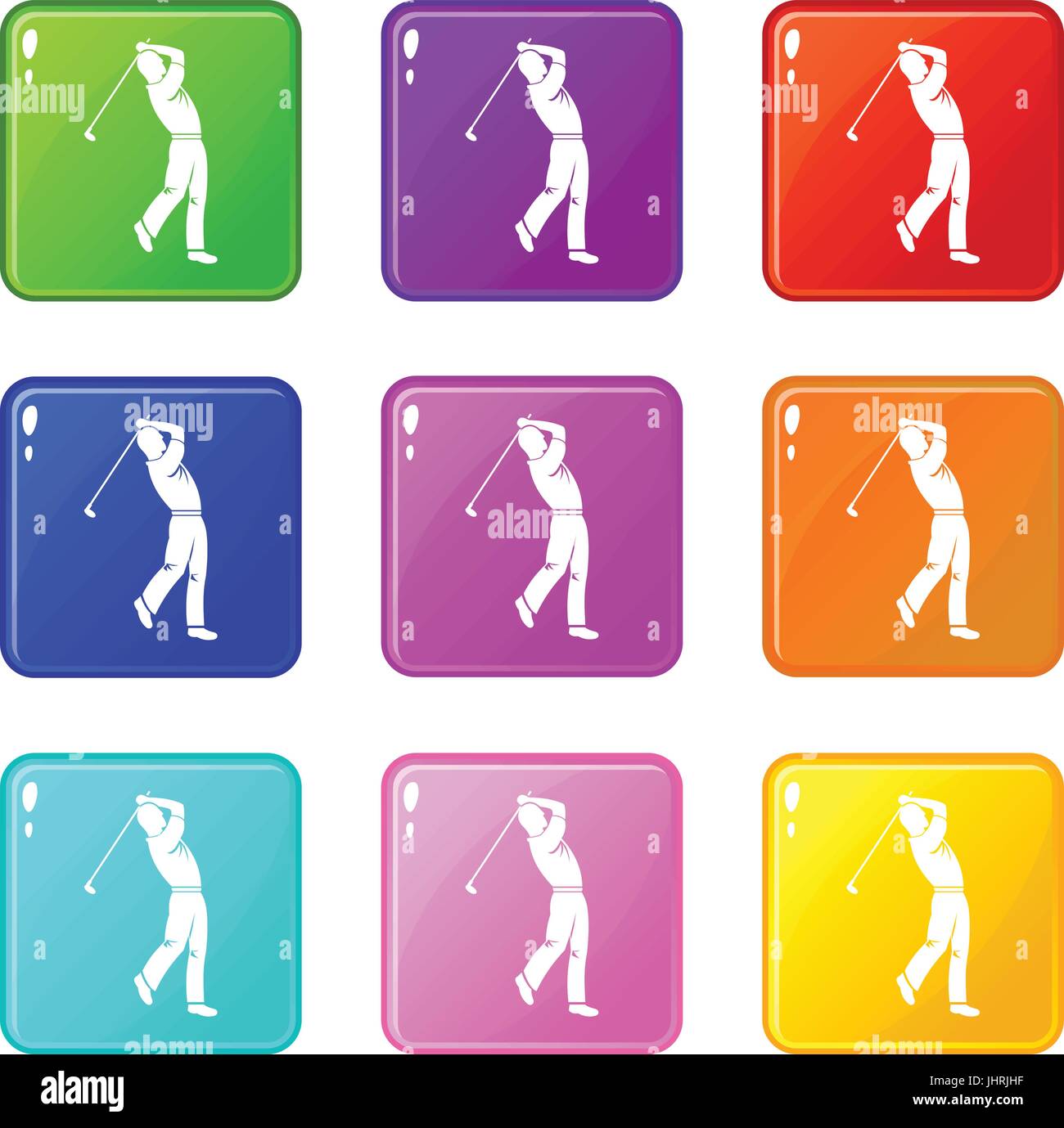 Golf player icons 9 set Stock Vector Image & Art - Alamy
