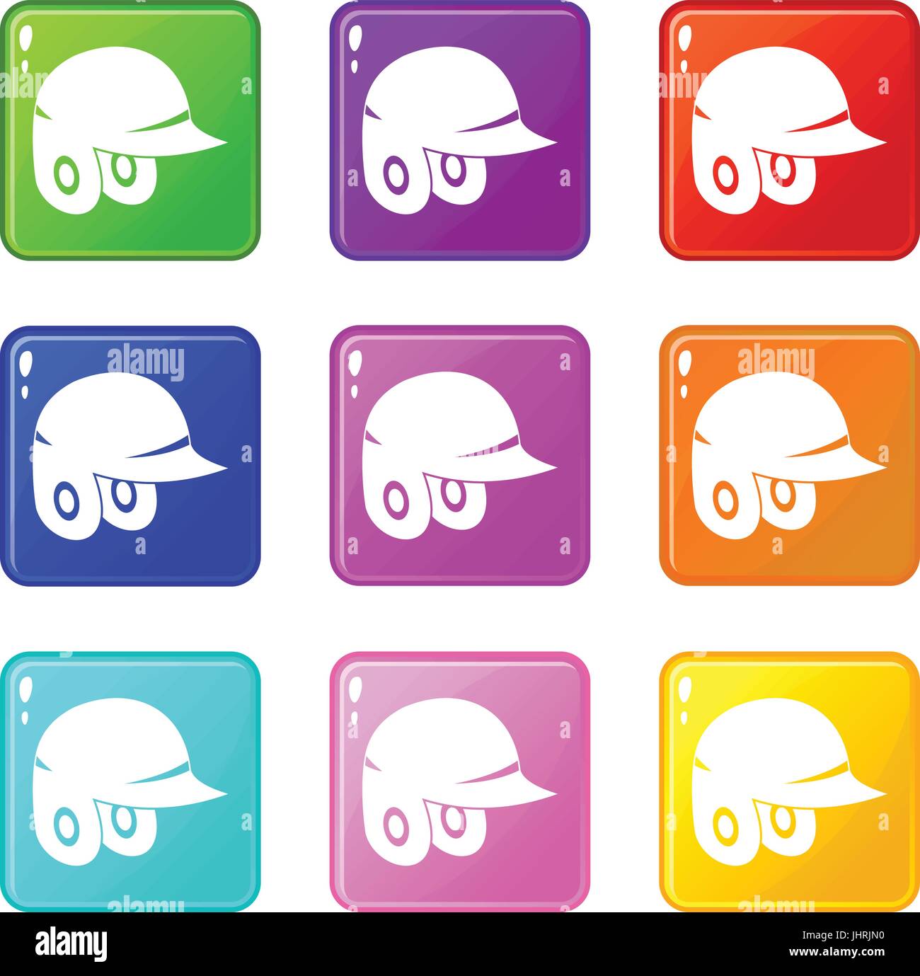 Baseball helmet icons 9 set Stock Vector Image & Art - Alamy