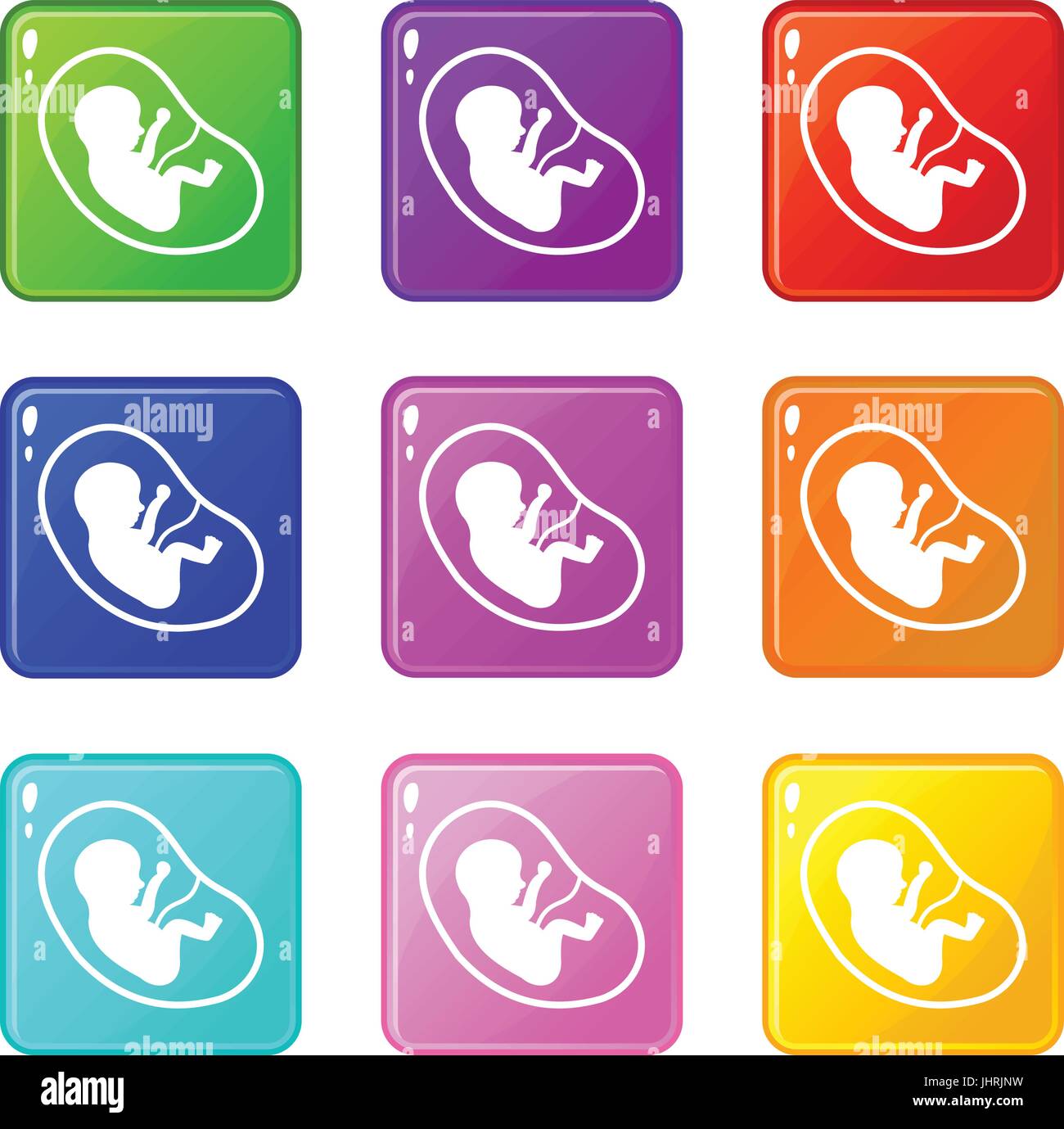Fetus icons 9 set Stock Vector Image & Art - Alamy