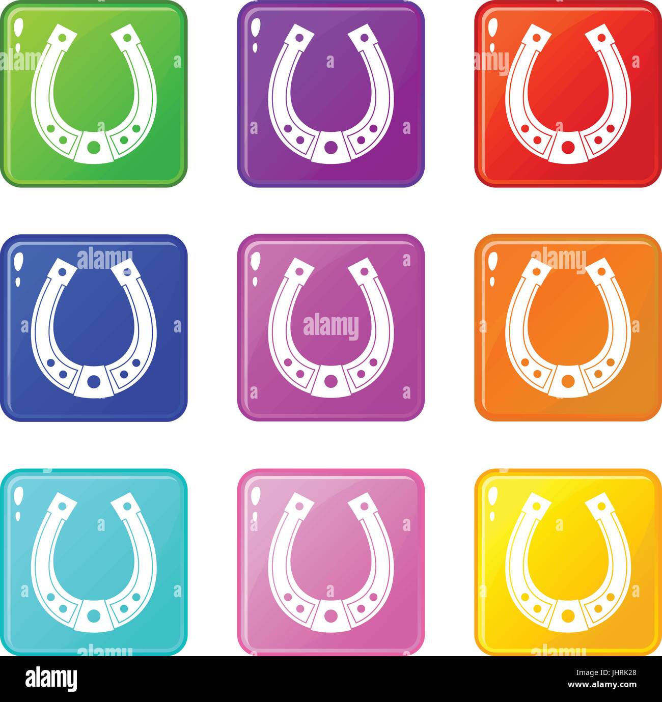 Horseshoe icons 9 set Stock Vector Image & Art - Alamy