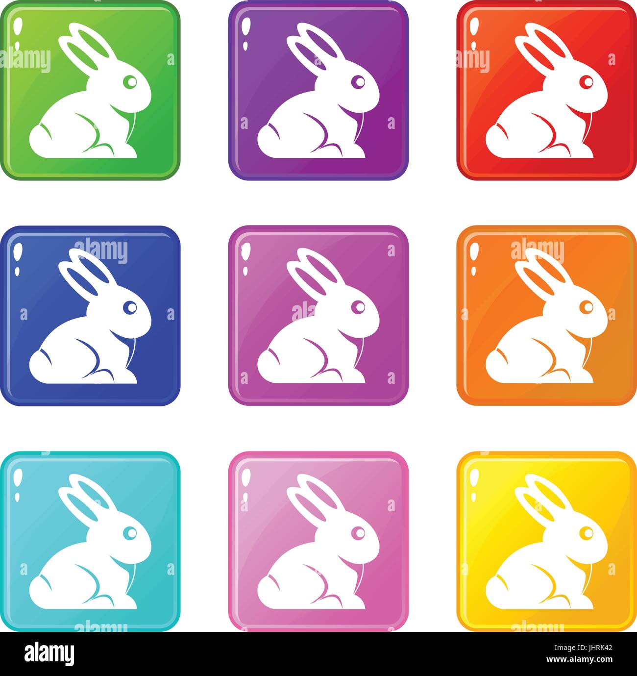 Easter bunny icons 9 set Stock Vector Image & Art - Alamy