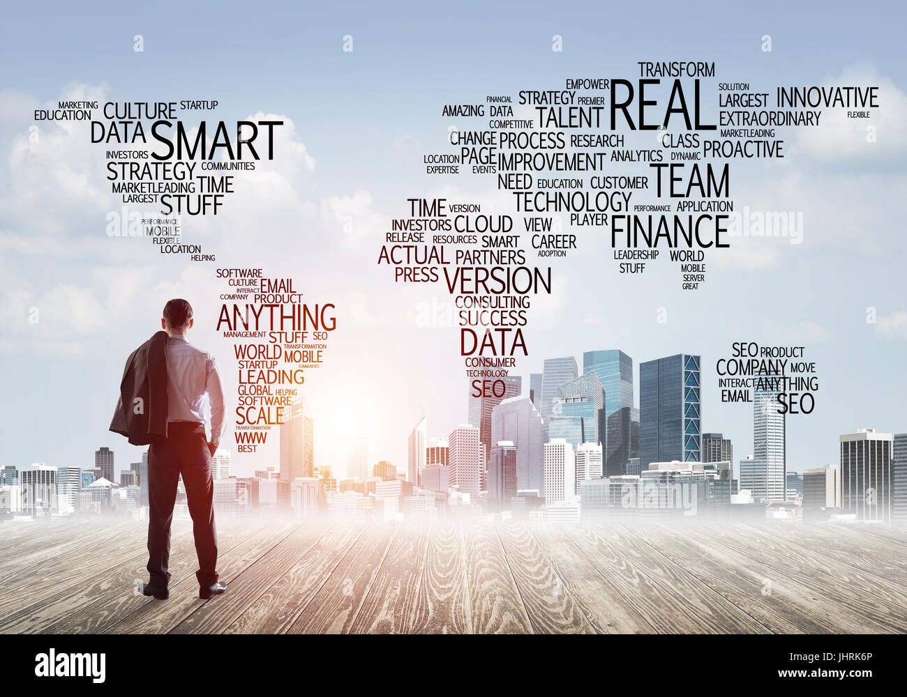 Motivation and inspiration concept with modern cityscape and ...