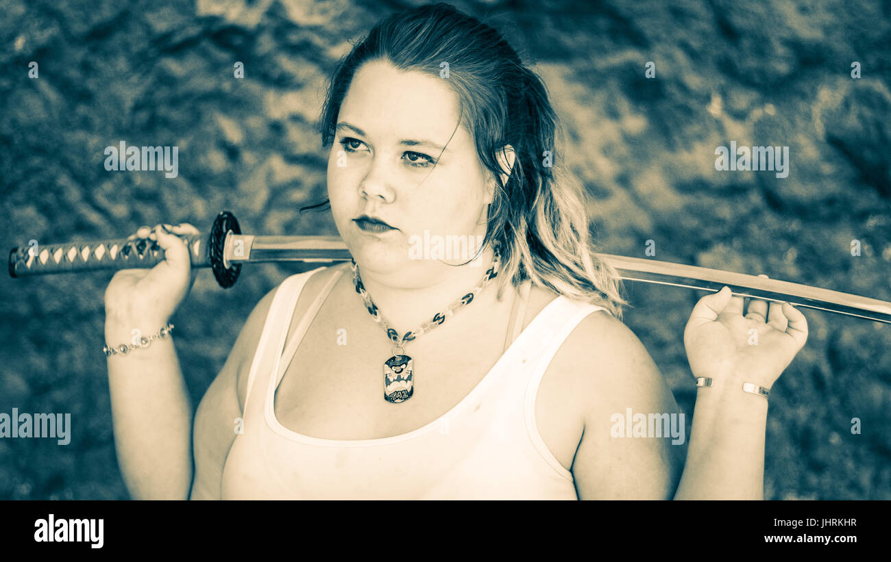 Anime girl sword hi-res stock photography and images - Alamy