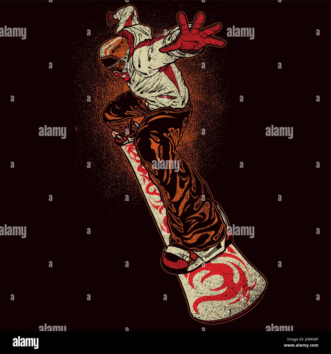 Illustration of angry snowboarder on dark background Stock Vector Image ...