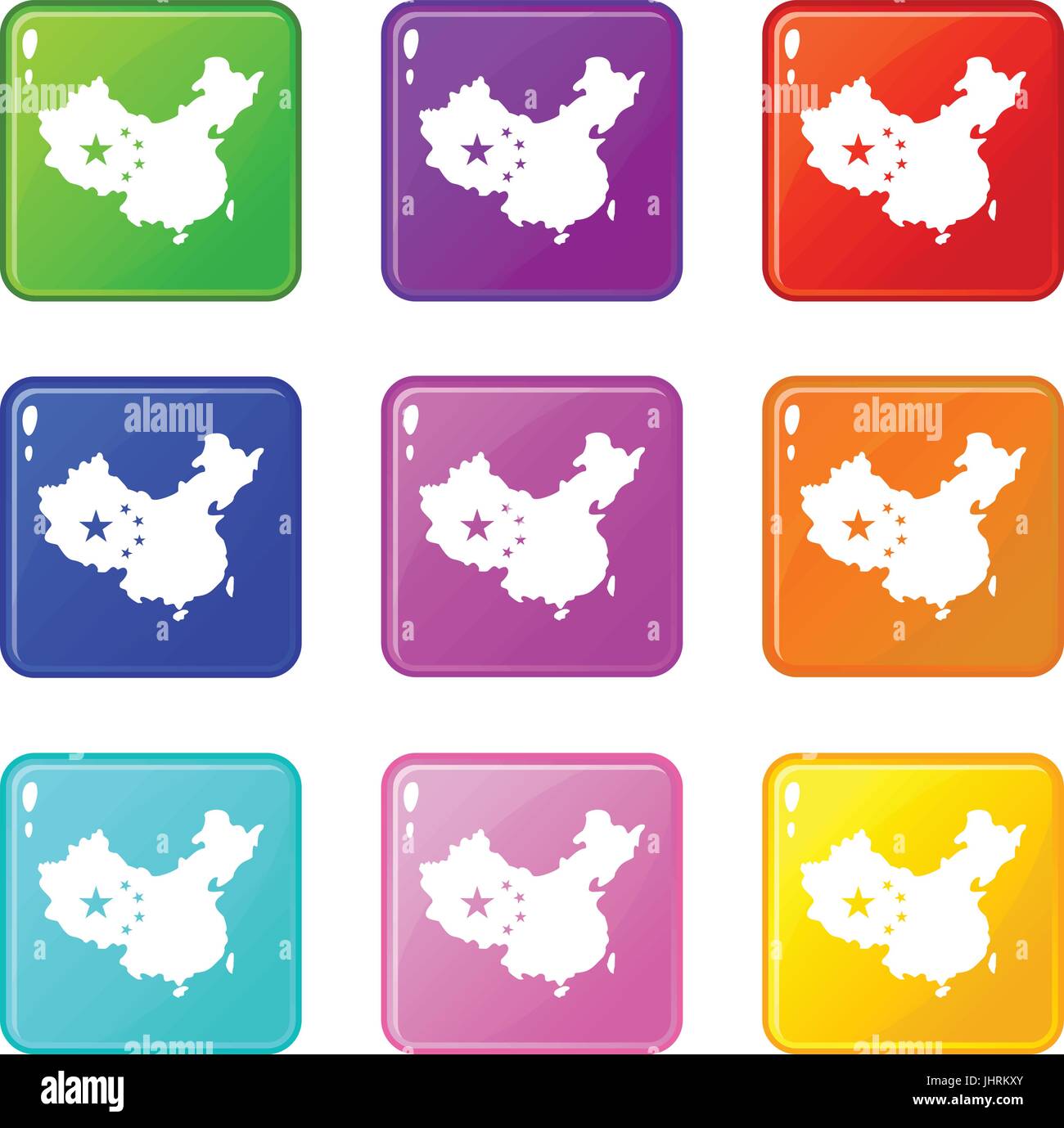 Map of China icons 9 set Stock Vector Image & Art - Alamy