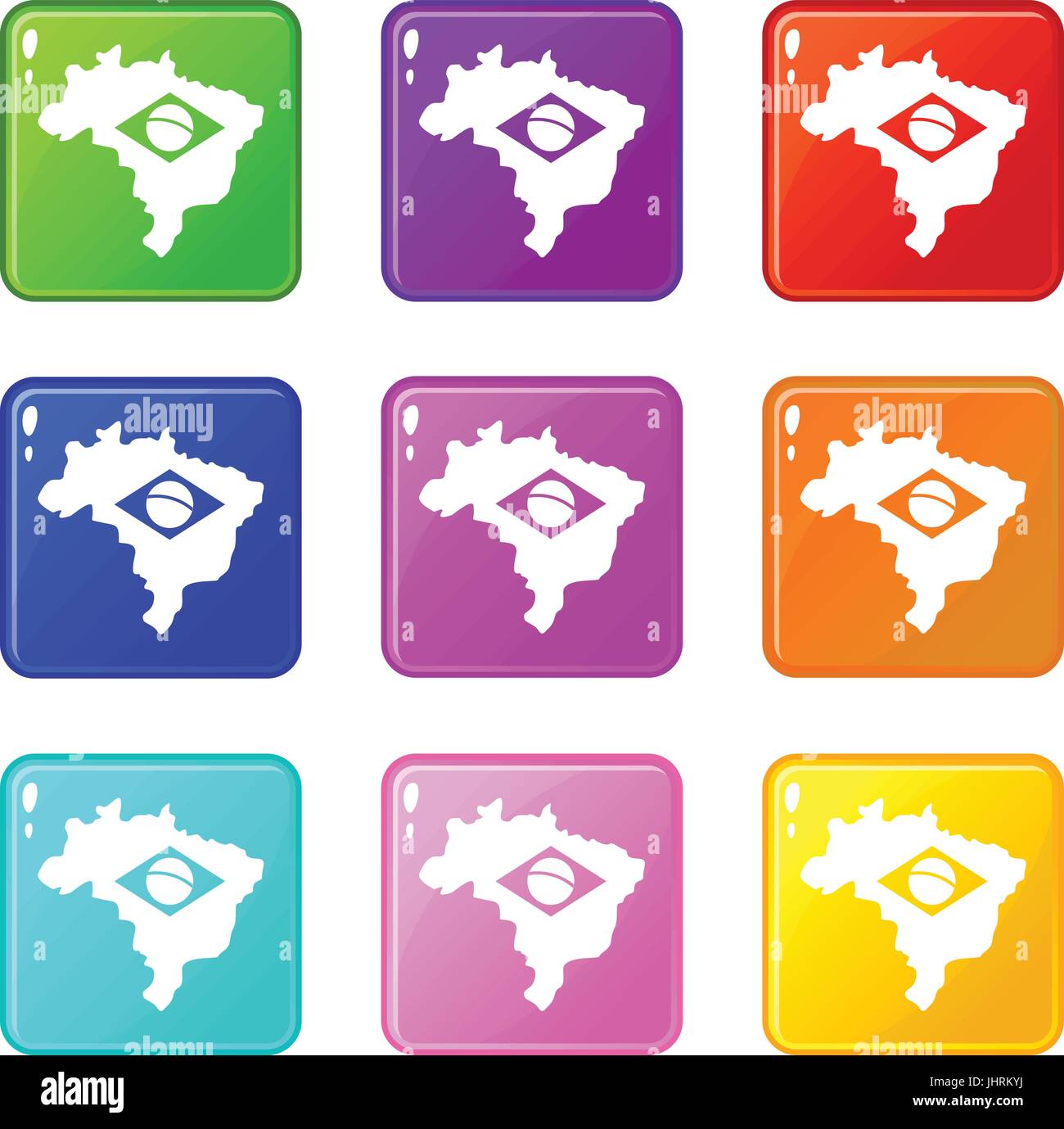 Brazil map with flag icons 9 set Stock Vector Image & Art - Alamy