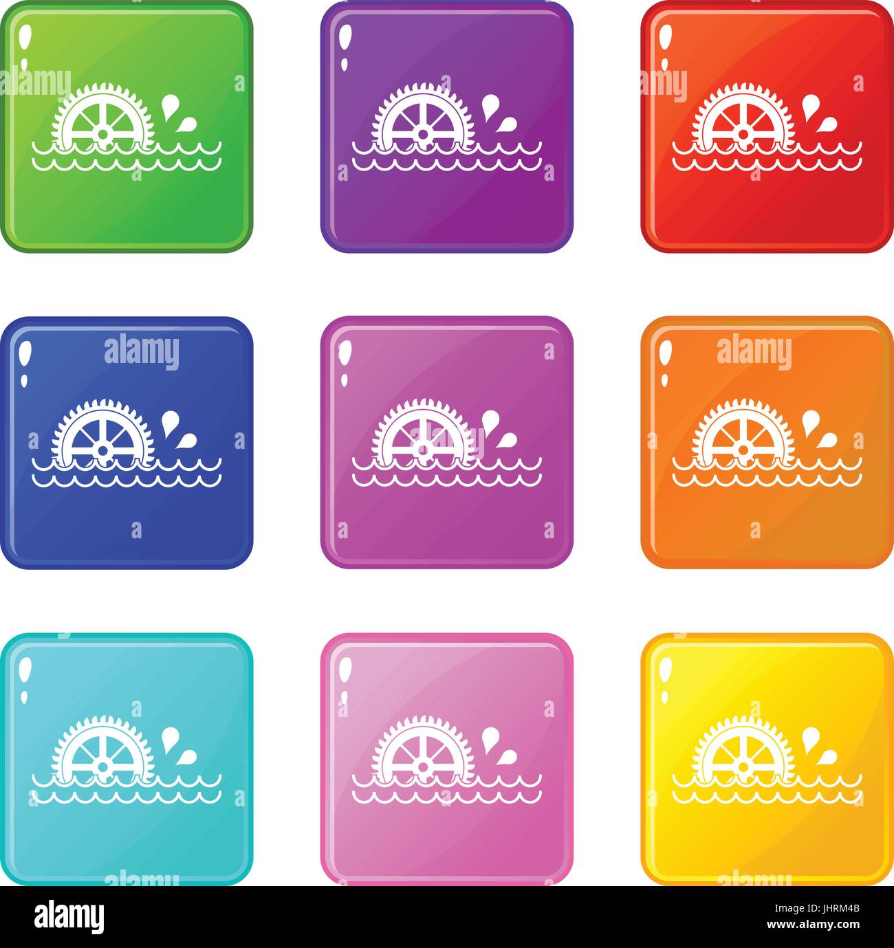 Waterwheel icons 9 set Stock Vector Image & Art - Alamy