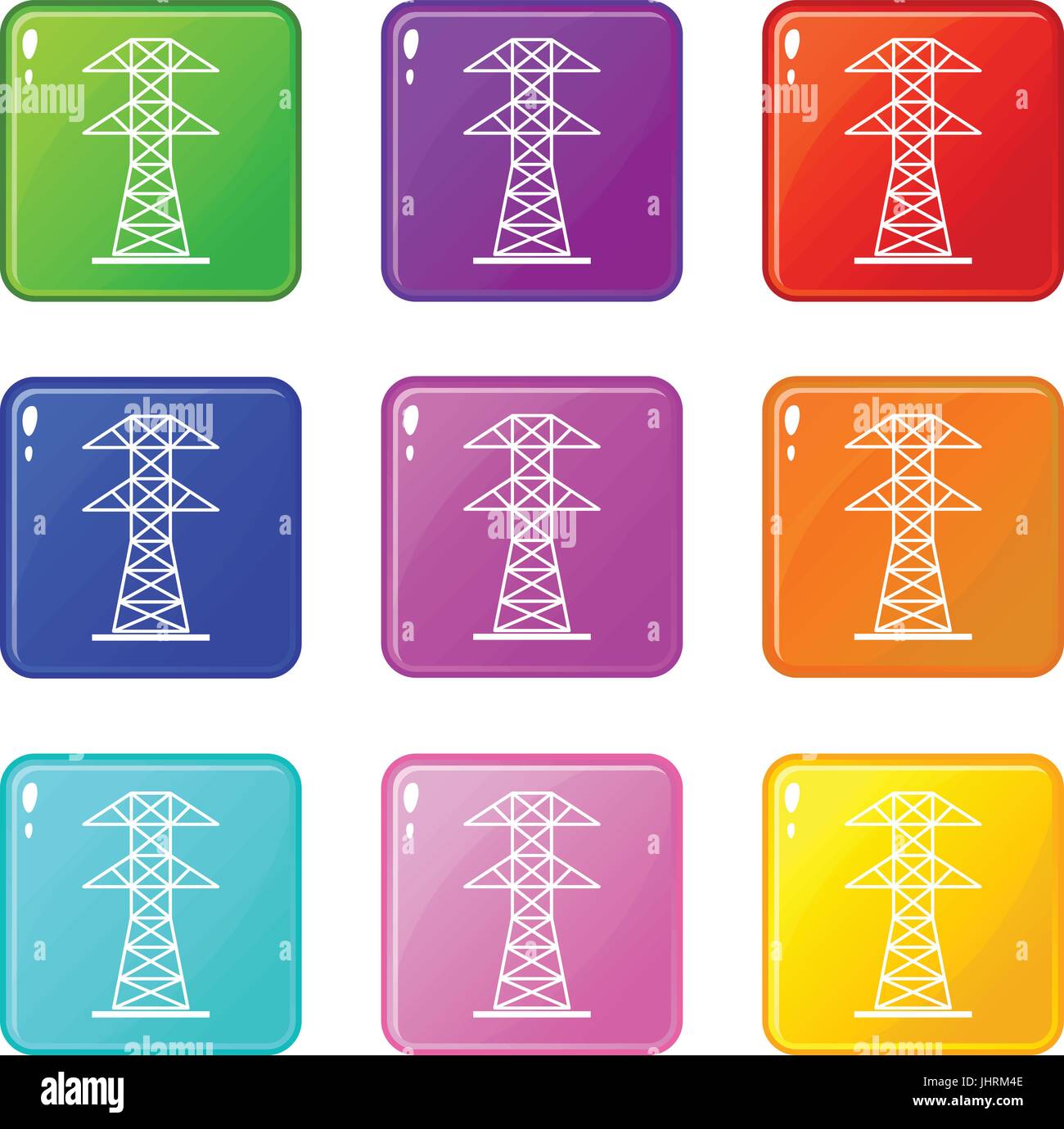 High voltage tower icons 9 set Stock Vector Image & Art - Alamy