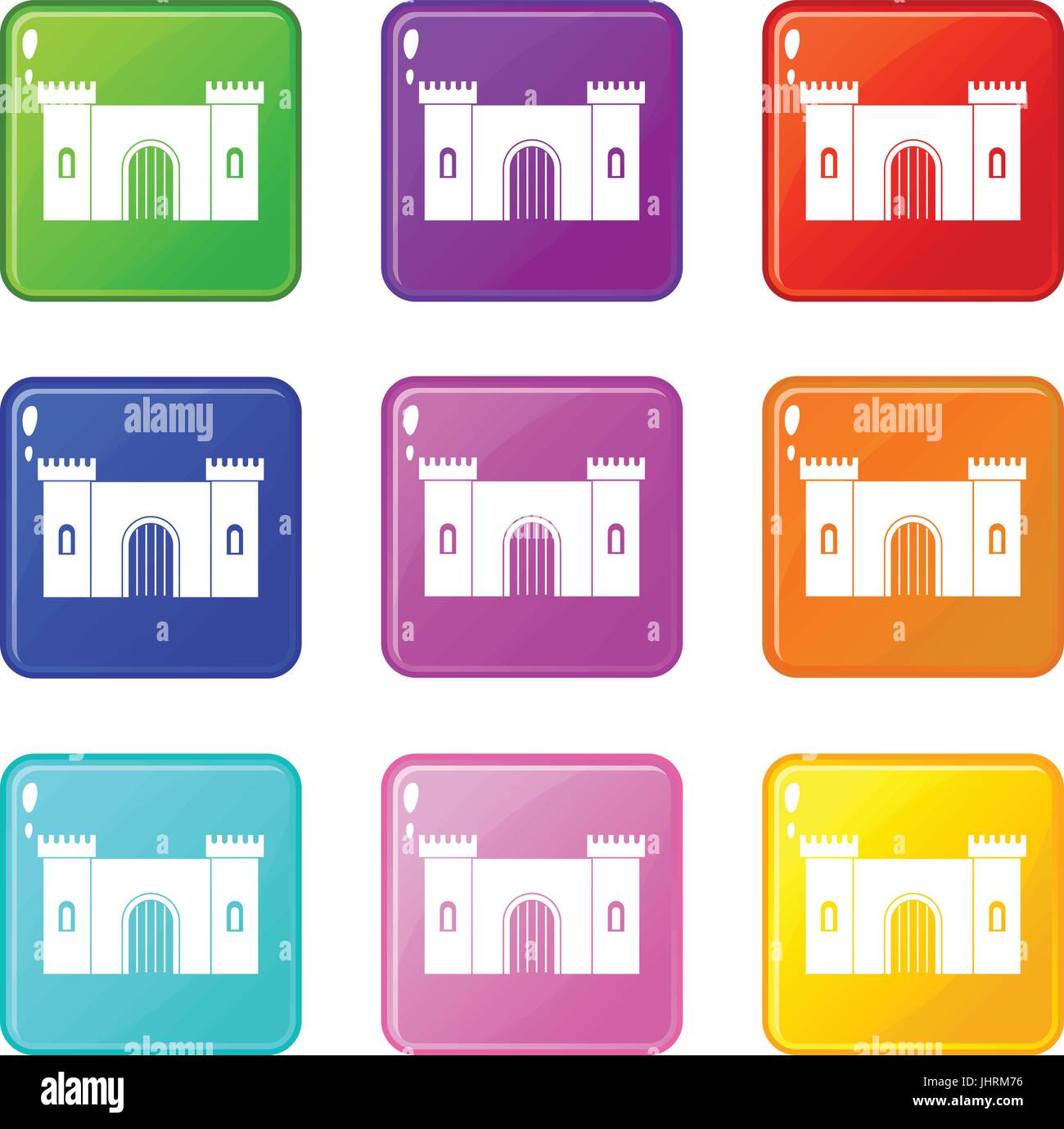 Fortress with gate icons 9 set Stock Vector Image & Art - Alamy