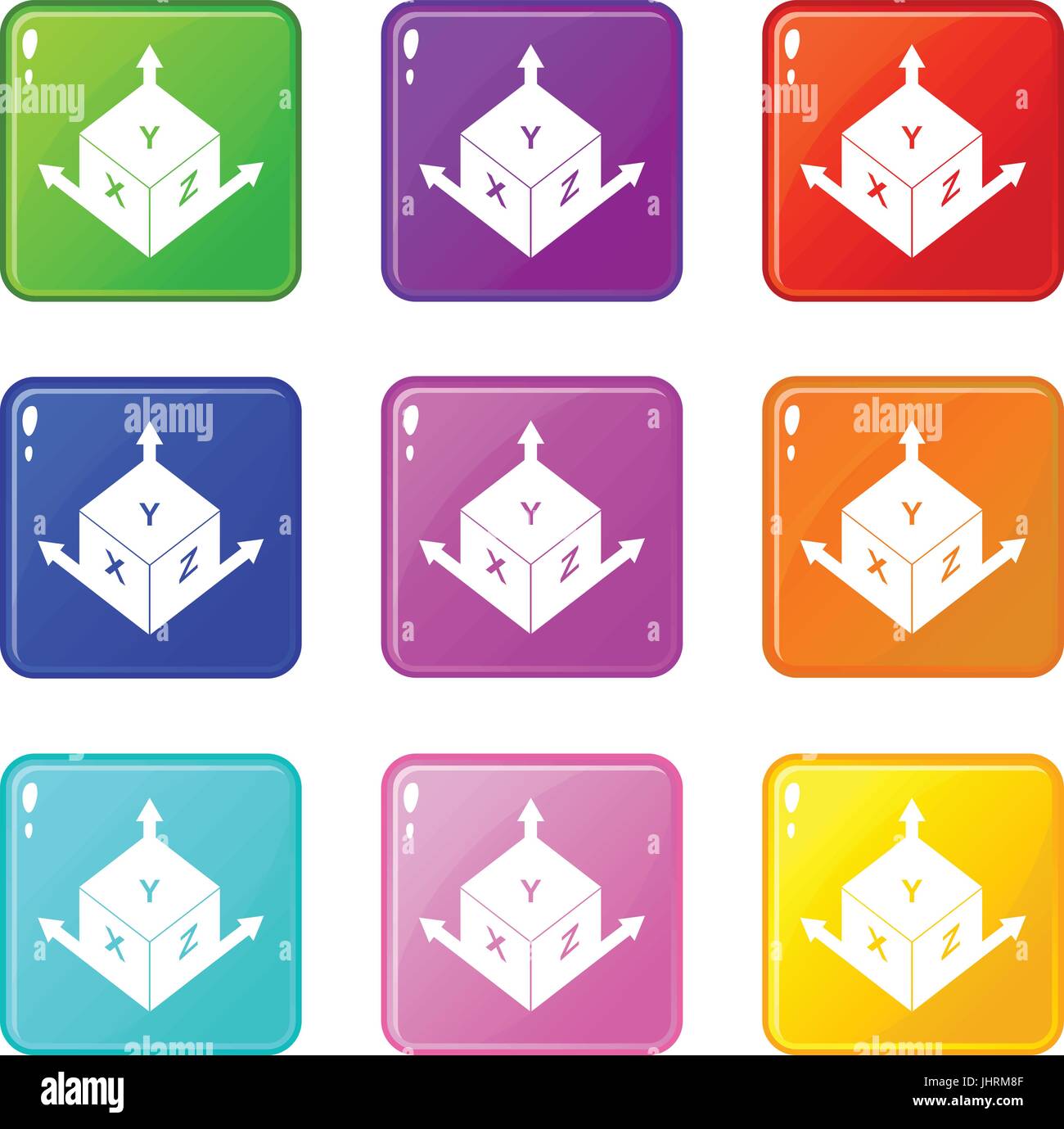 Measurement cube square icons 9 set Stock Vector Image & Art - Alamy