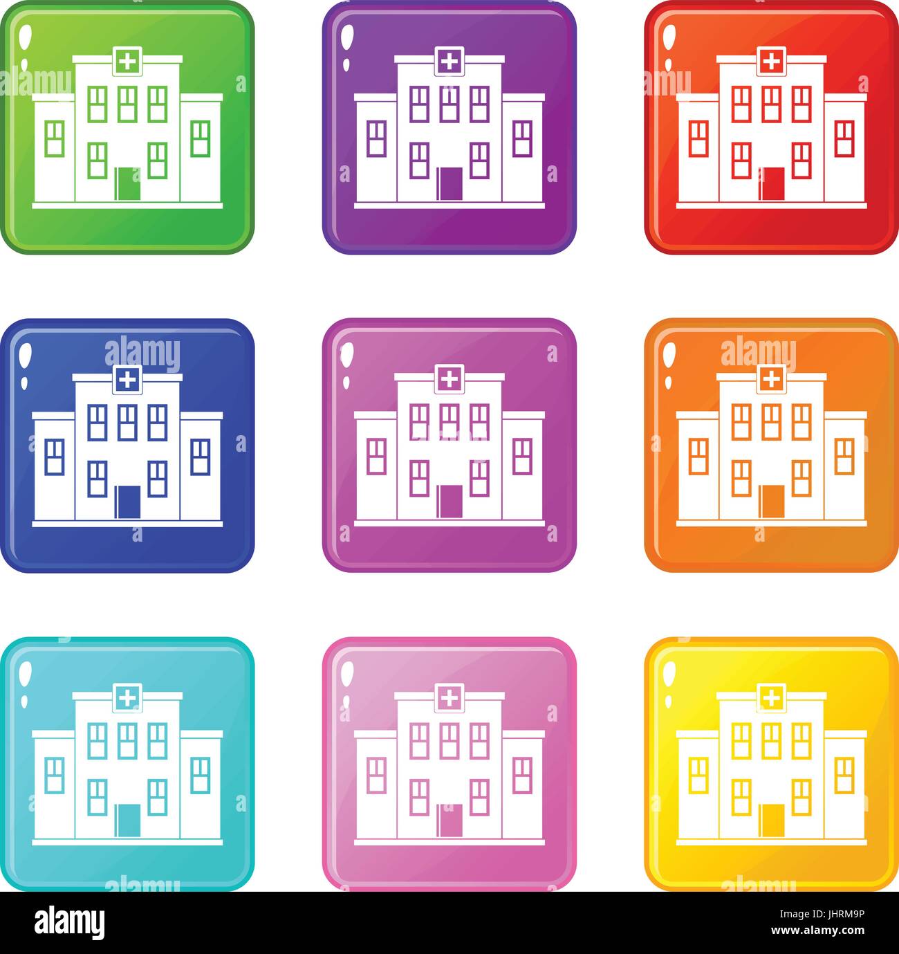 City hospital building icons 9 set Stock Vector Image & Art - Alamy