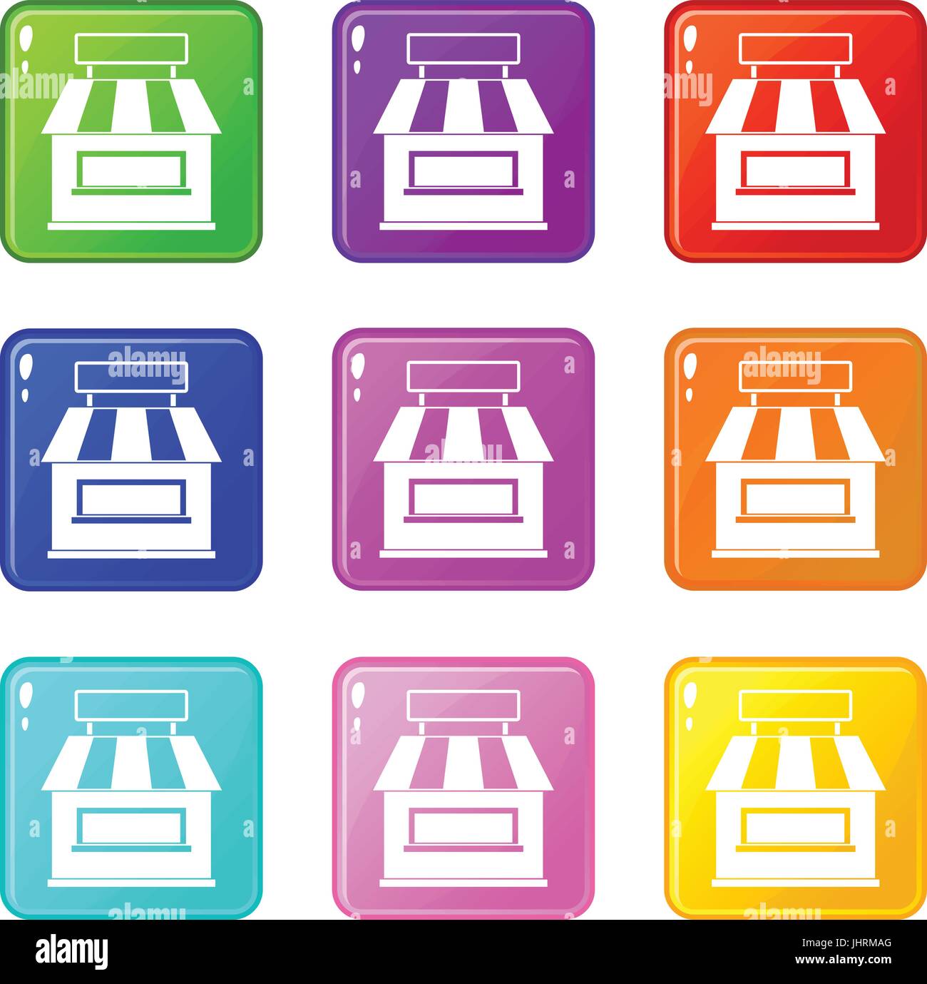 Shop building facade icons 9 set Stock Vector Image & Art - Alamy