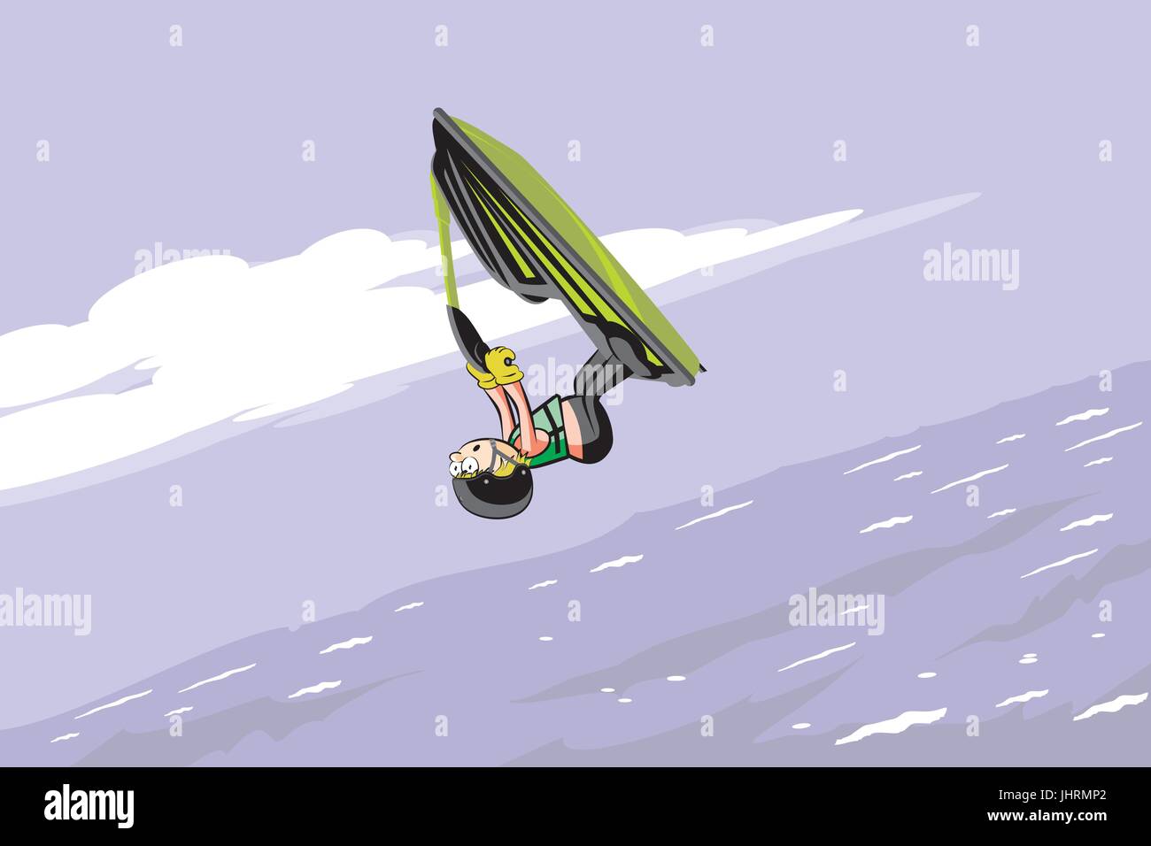 Man jumping with a jet ski on the sea. Fun conceptual vector ...