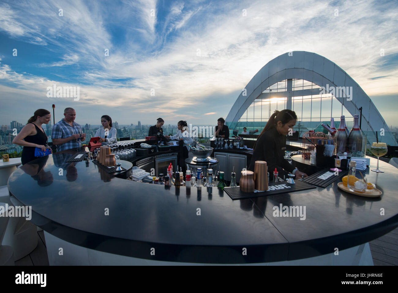 Enjoying sunset at a rooftop bar, Bangkok, Thailand Stock Photo - Alamy