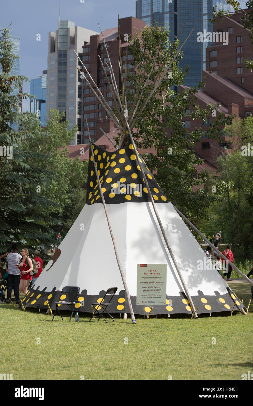 Tipi at Canada Day powwow in Prince's Island Park, downtown Calgary ...