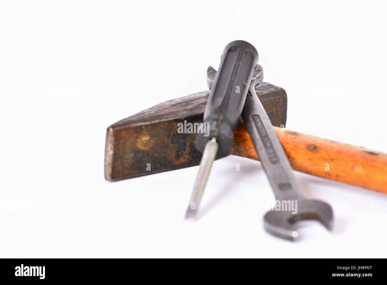 Classic tools for routine repairs. Isolated on a white background Stock ...