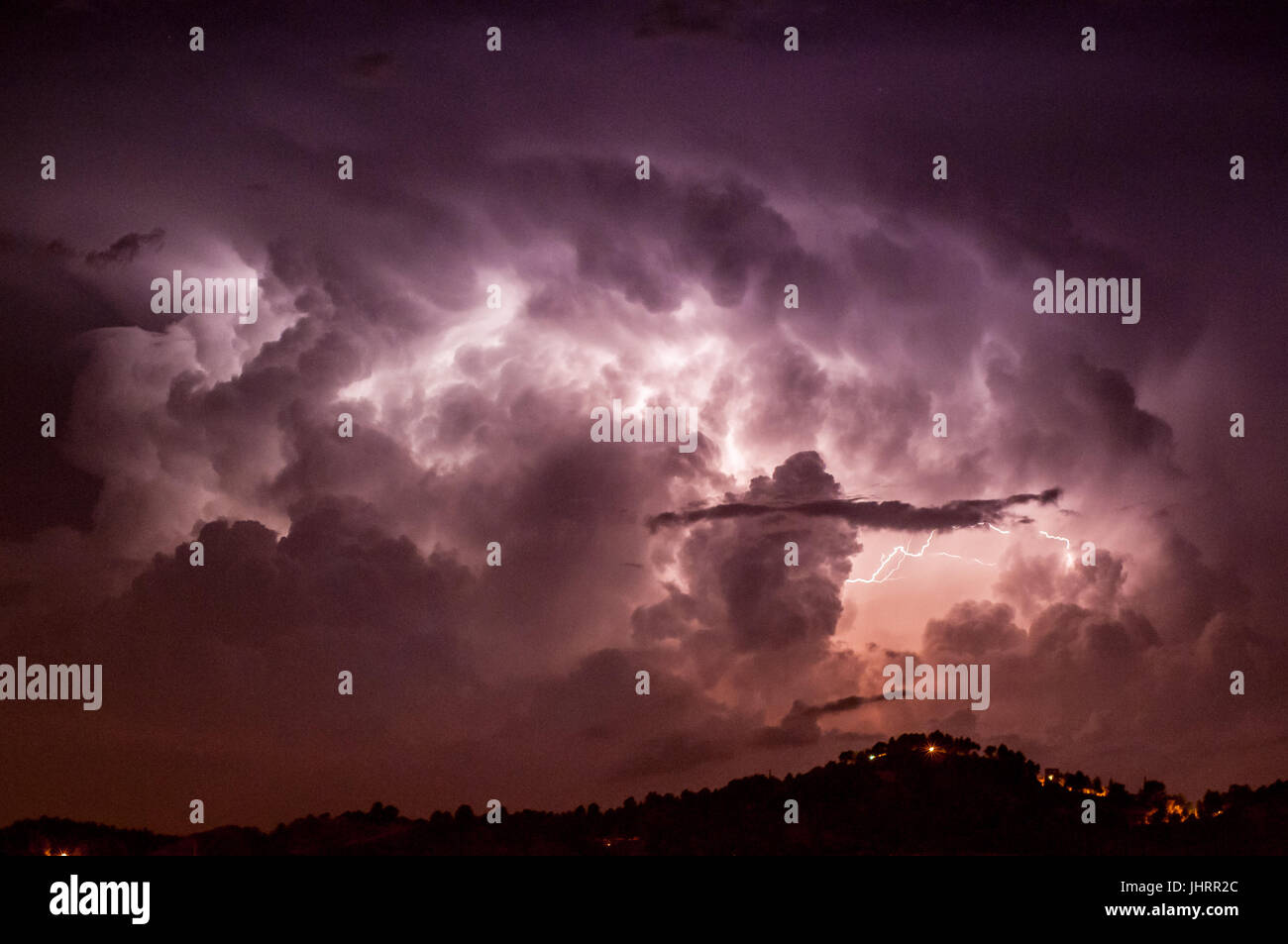 lightning storm, Catalonia, Spain Stock Photo - Alamy