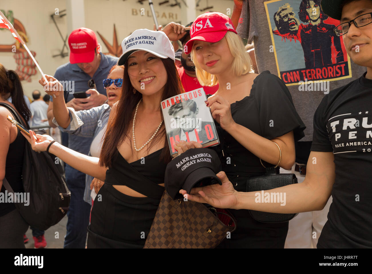New York, NY USA - July 15, 2017: Supporters of President Trump holding ...