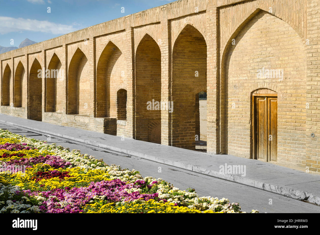 Brick wall & sidewalk of Siosepol bridge, Isfahan, Iran Stock Photo - Alamy