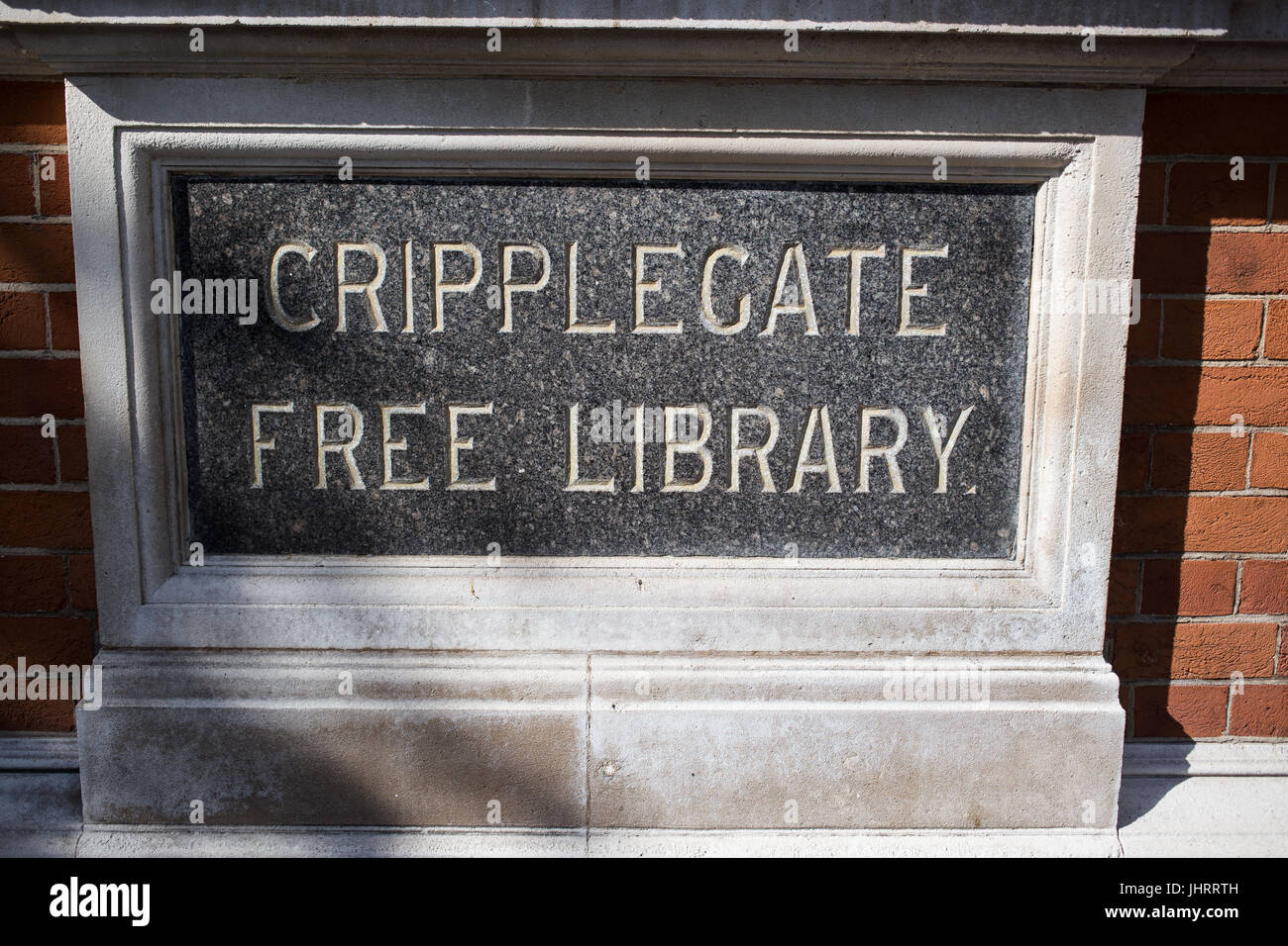 Cripplegate Central Library Plaque Stock Photo - Alamy
