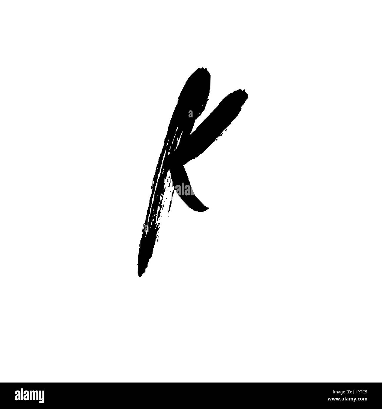 Letter K. Handwritten by dry brush. Rough strokes font. Vector ...