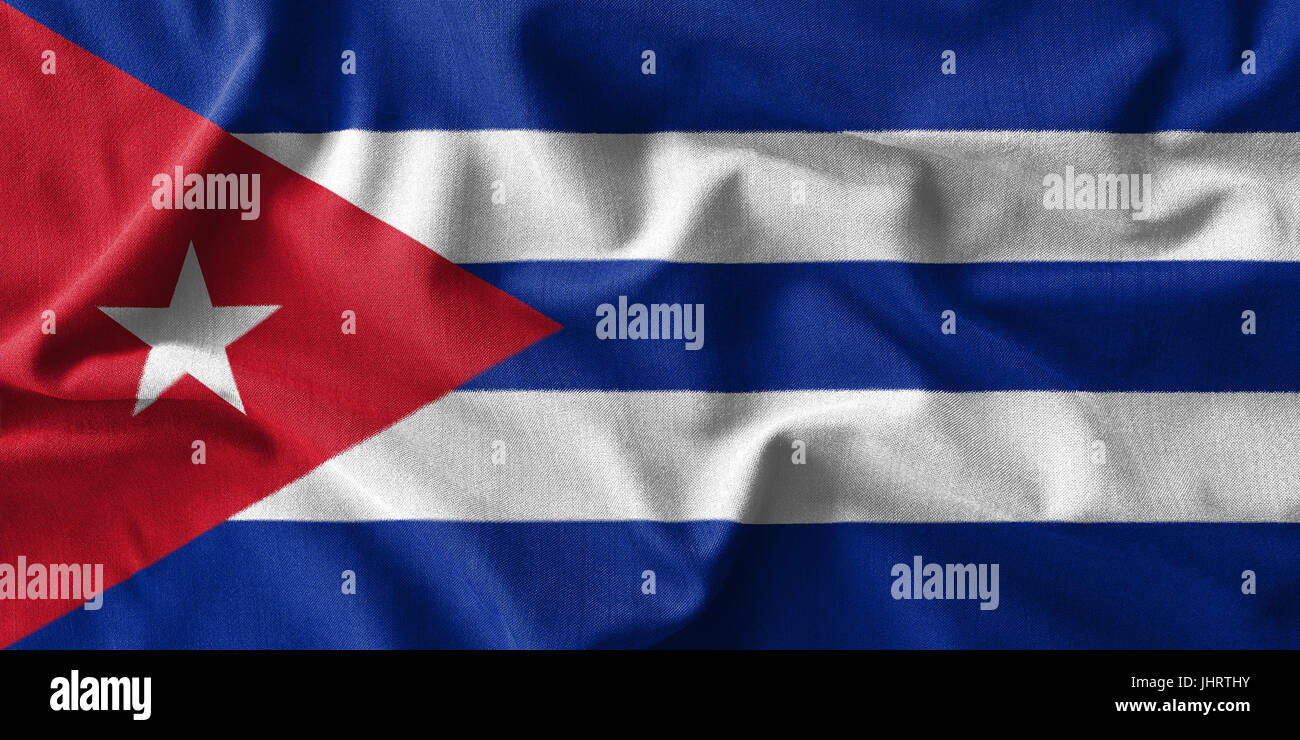 Cuba flag painting on high detail of wave cotton fabrics . 3D ...