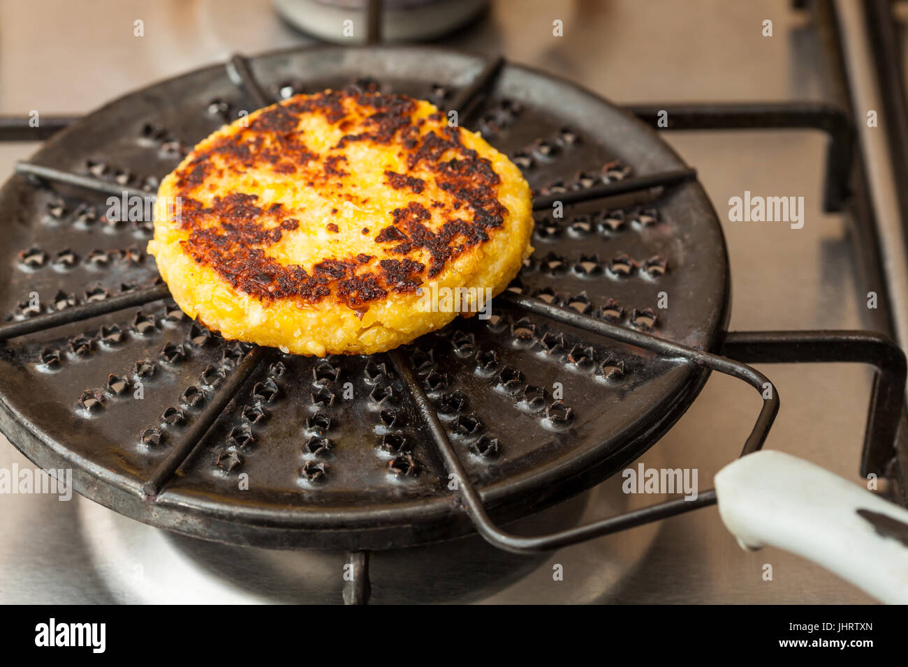 Traditional Colombian Arepa de Choclo Preparation : Corn bread being ...